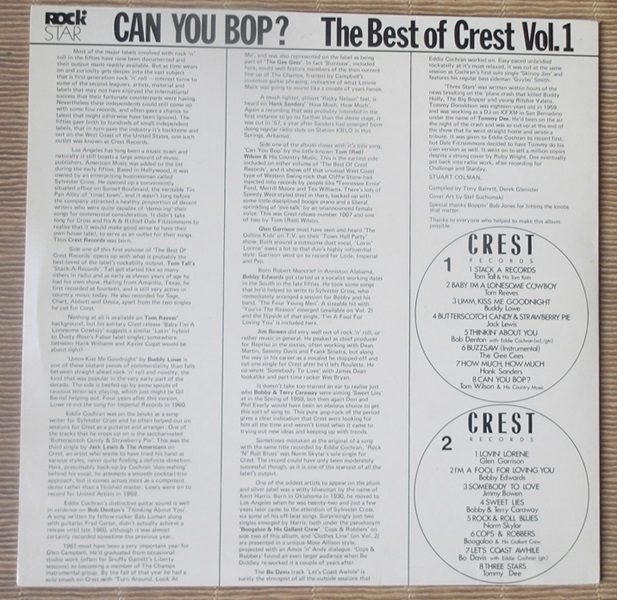 Various – Can You Bop? The Best Of Crest Vol.1 ( Vinyl, LP ) RockStar ...